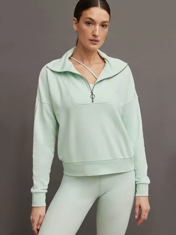 Carbon38 French Terry Half Zip - Clearly Aqua