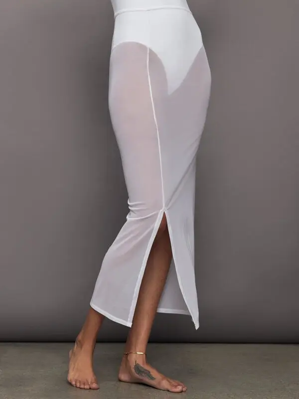 Carbon38 Mesh Column Skirt - White