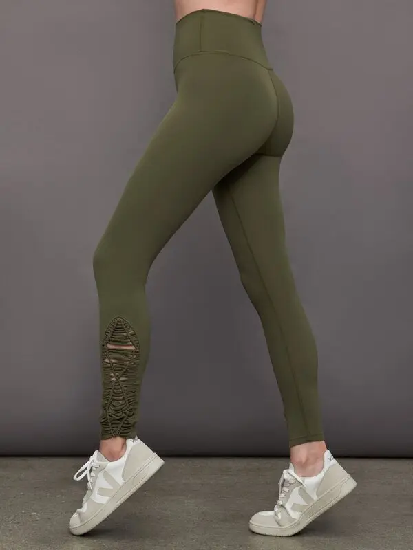 Carbon38 Crochet Legging In Melt - Olive