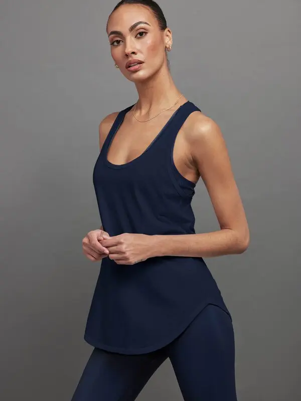 Carbon38 Long Racerback Tank - Navy Blazer