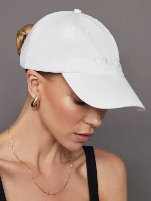 Carbon38 Adjustable Cotton Baseball Cap - White