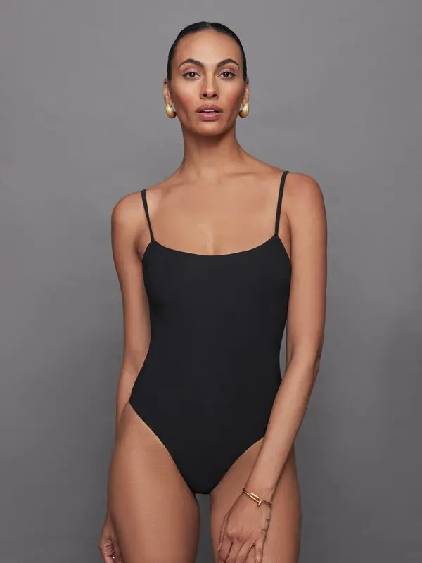 Carbon38 Textured One Piece Swimsuit - Black