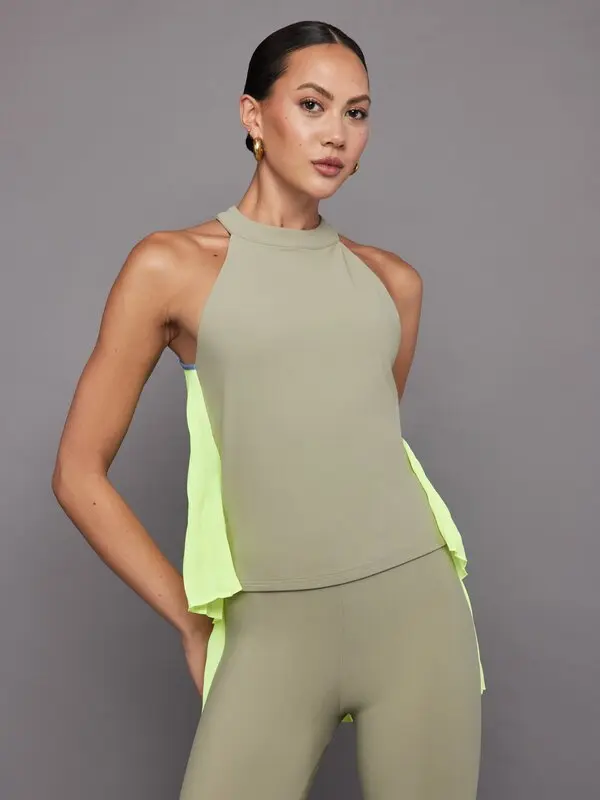 Carbon38 Pleated Back Tank - Silversage/acid Lime