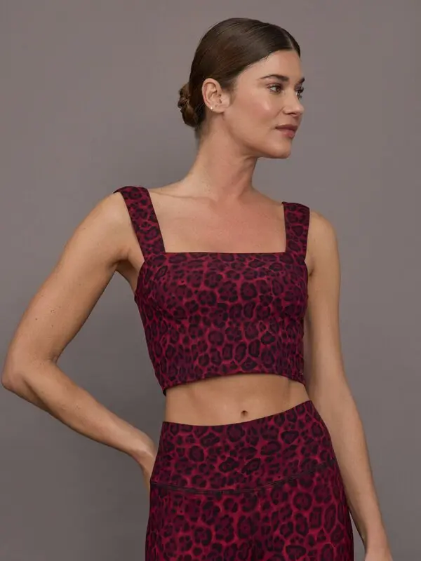 Carbon38 Square Neck Bra Top In Melt - Red Leopard