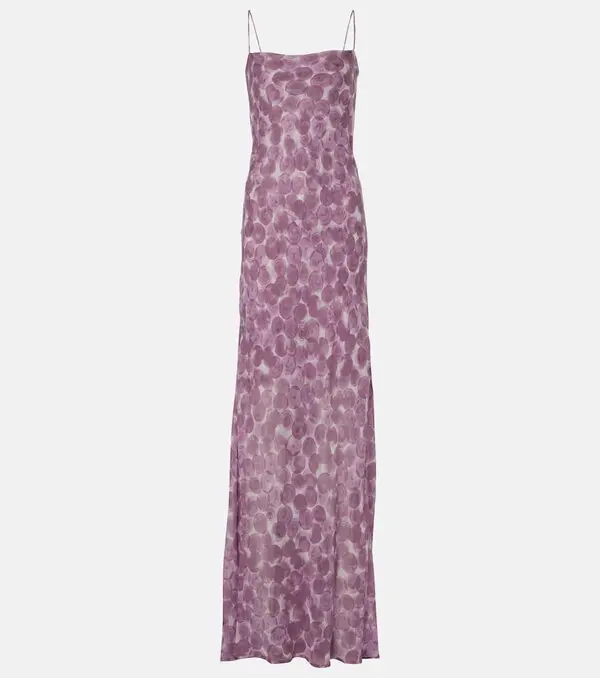 Dries Van Noten Printed Silk Chiffon Slip Dress