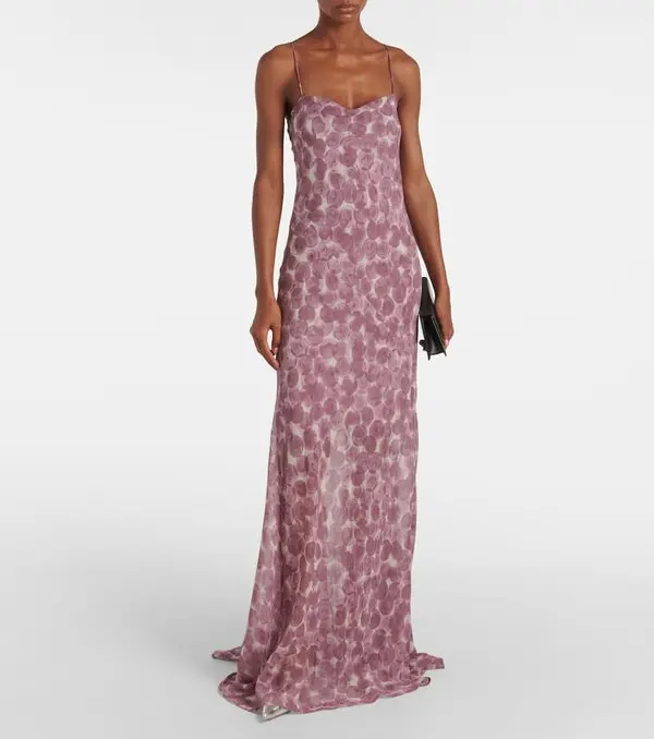 Dries Van Noten Printed Silk Chiffon Slip Dress