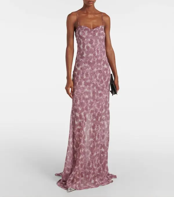Dries Van Noten Printed Silk Chiffon Slip Dress