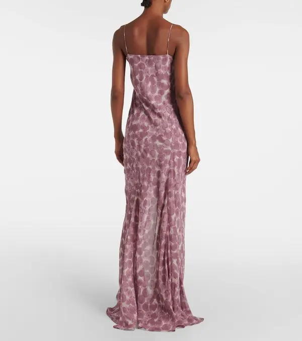 Dries Van Noten Printed Silk Chiffon Slip Dress
