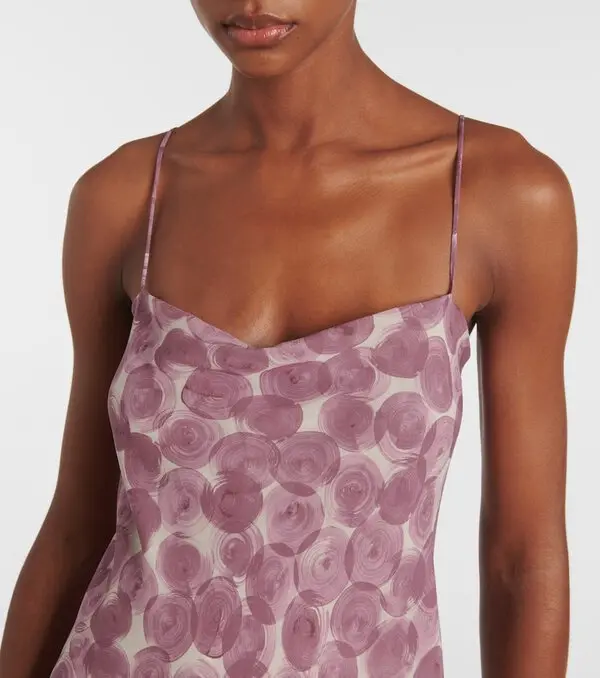 Dries Van Noten Printed Silk Chiffon Slip Dress