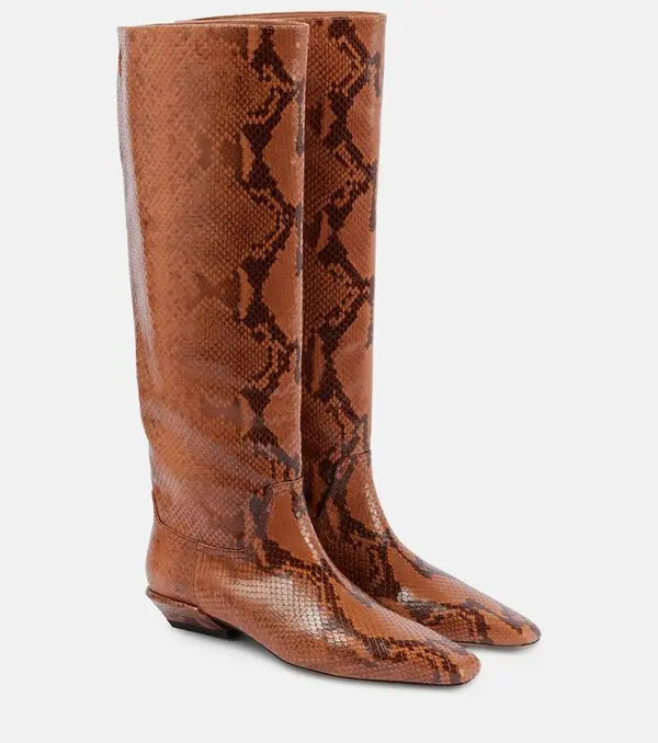 Paris Texas Bettina Snake-effect Knee-high Leather Boots - Brown