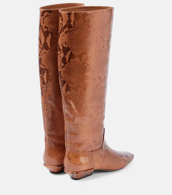 Paris Texas Bettina Snake-effect Knee-high Leather Boots - Brown
