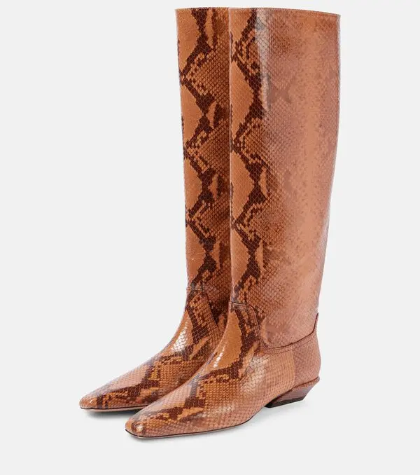 Paris Texas Bettina Snake-effect Knee-high Leather Boots - Brown