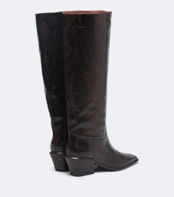 Paris Texas Bettina Snake-effect Knee-high Leather Boots - Brown