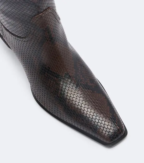 Paris Texas Bettina Snake-effect Knee-high Leather Boots - Brown