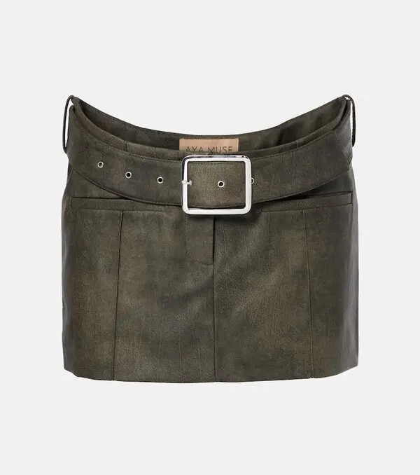 AYA MUSE Kaya Faux Leather Miniskirt - Grey