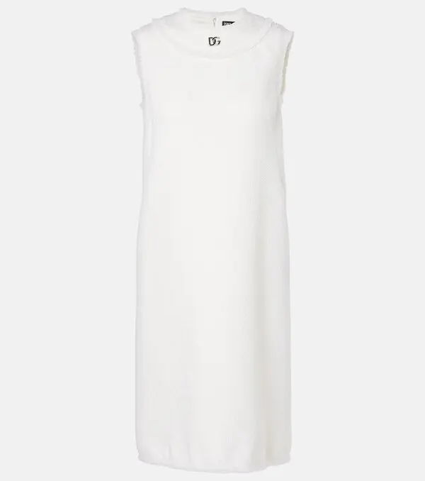 Dolce & Gabbana Dg Wool-blend Tweed Shift Dress - White