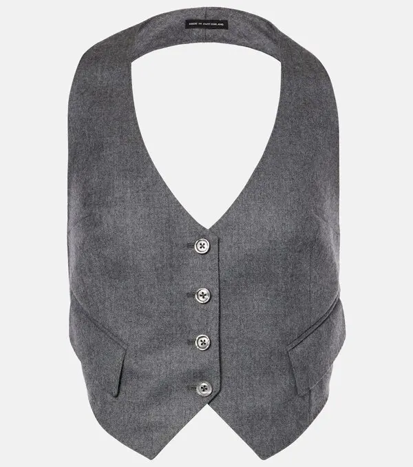 TOM FORD Wool Twill Vest - Grey