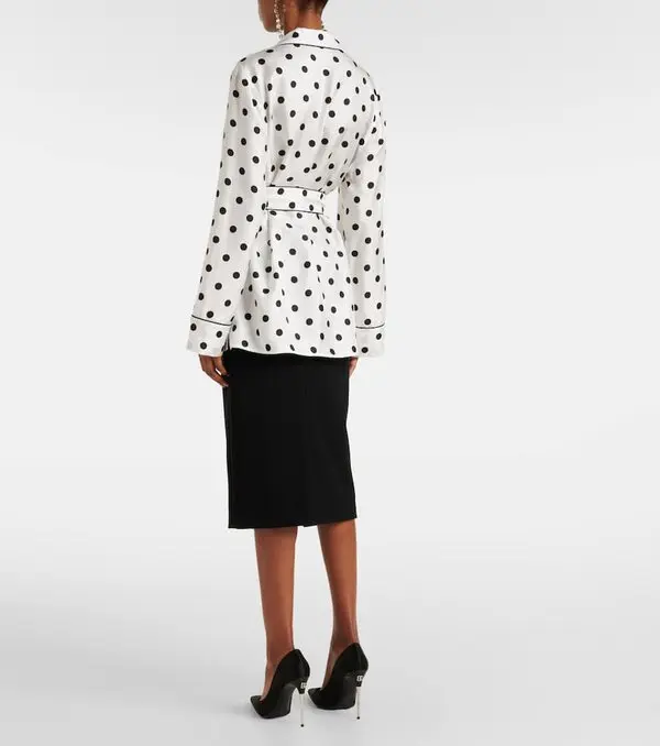 Dolce & Gabbana Polka-dot Silk Twill Pajama Shirt - White
