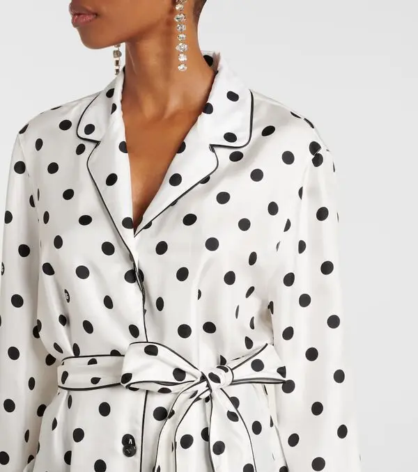 Dolce & Gabbana Polka-dot Silk Twill Pajama Shirt - White