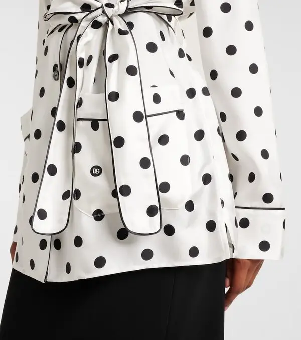 Dolce & Gabbana Polka-dot Silk Twill Pajama Shirt - White