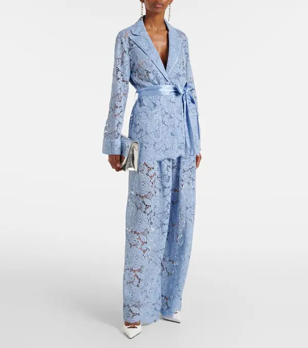 Dolce & Gabbana Lace Wide-leg Pants - Blue
