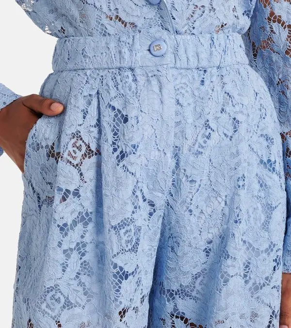 Dolce & Gabbana Lace Wide-leg Pants - Blue