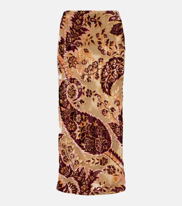 Etro Paisley Jacquard Velvet Midi Skirt - Multicoloured