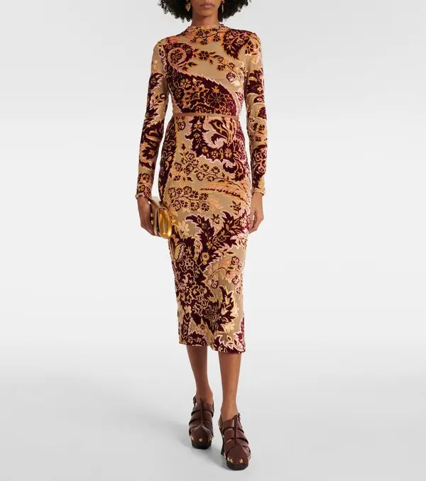 Etro Paisley Jacquard Velvet Midi Skirt - Multicoloured