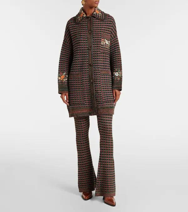 Etro Embroidered Coat - Brown