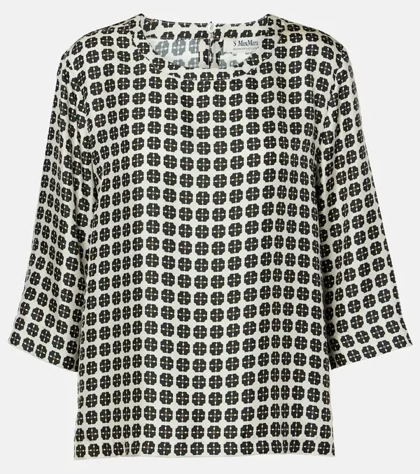 Max Mara Ribes Checked Silk Top