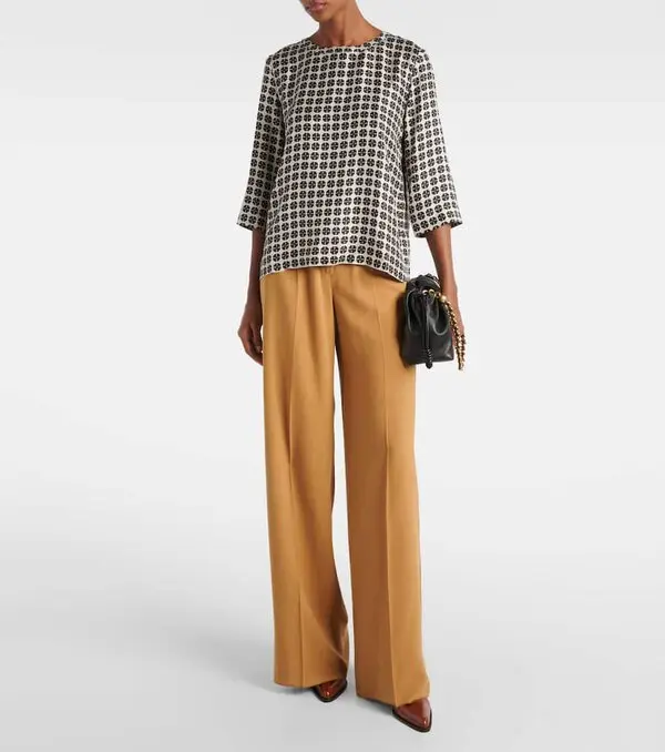 Max Mara Ribes Checked Silk Top
