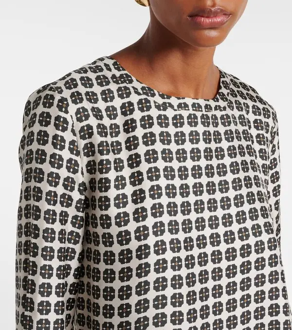 Max Mara Ribes Checked Silk Top