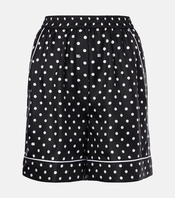 Dolce & Gabbana Polka-dot Silk Twill Shorts - Black