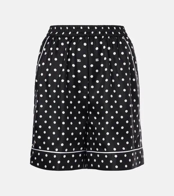 Dolce & Gabbana Polka-dot Silk Twill Shorts - Black