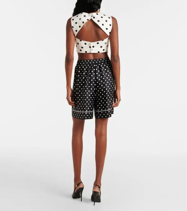 Dolce & Gabbana Polka-dot Silk Twill Shorts - Black