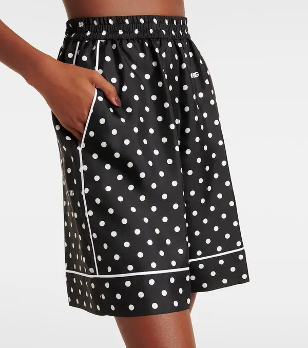 Dolce & Gabbana Polka-dot Silk Twill Shorts - Black