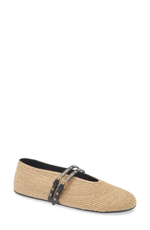 Alaïa Raffia Ballerina Flats - Naturel-113