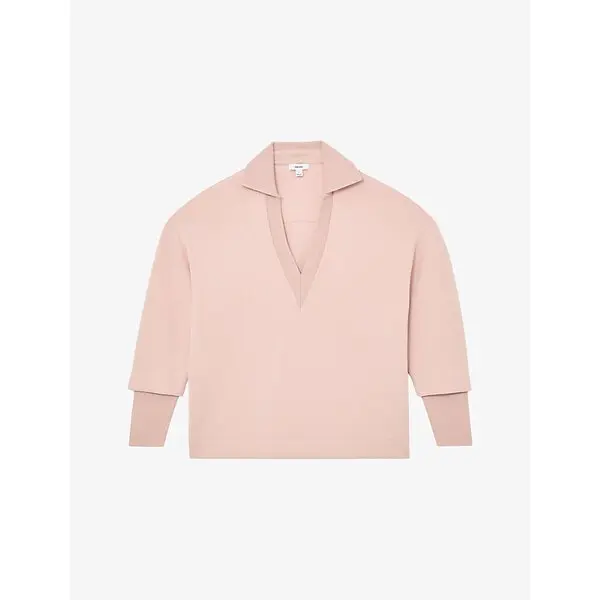 REISS Open-collar Relaxed-fit Jumper - Pale Pink