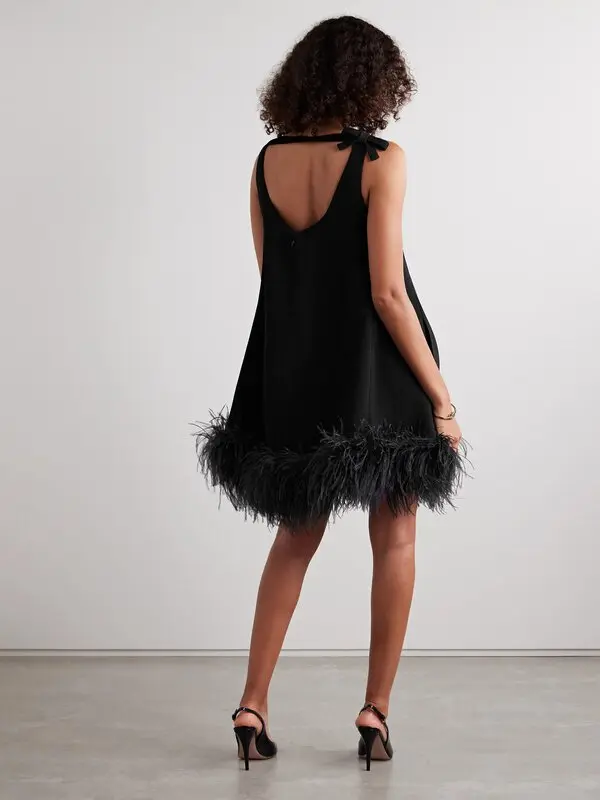 Valentino Garavani With Undercover Valentino Garavani Feather-Trimmed Mini  Dress In Black - 60% Off | Editorialist