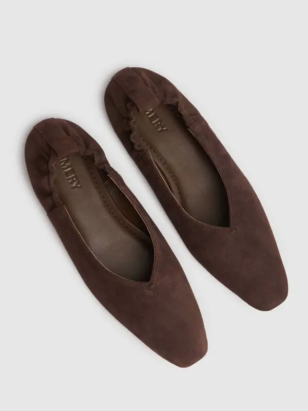 A.emery 10mm Brie Suede Ballerina Flats