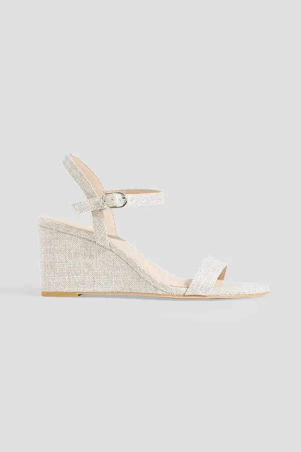 STUART WEITZMAN Dancer 75 Canvas Leather Sandals - Ivory