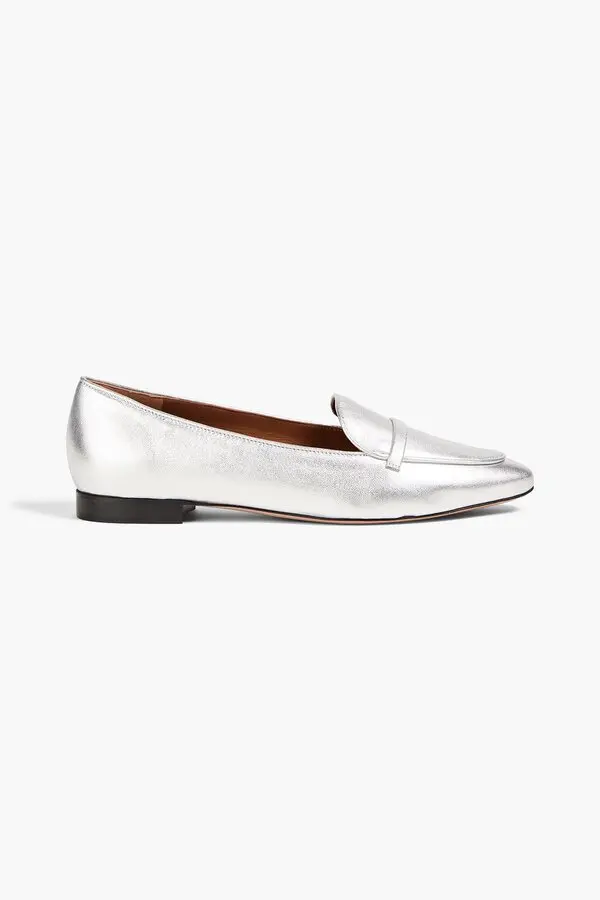 MALONE SOULIERS Bruni Metallic Leather Loafers - Silver