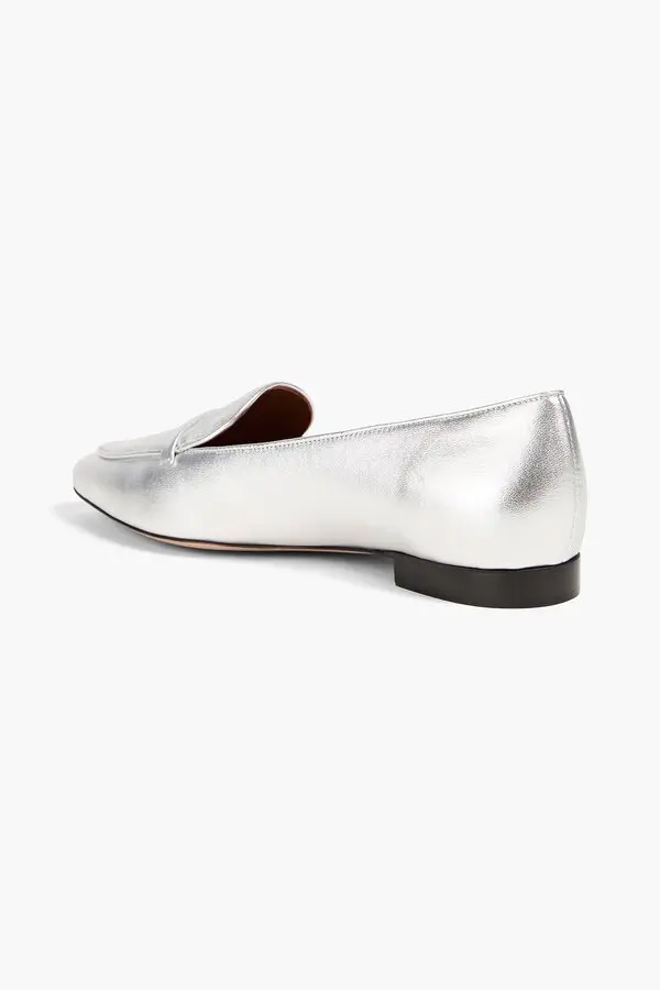 MALONE SOULIERS Bruni Metallic Leather Loafers - Silver