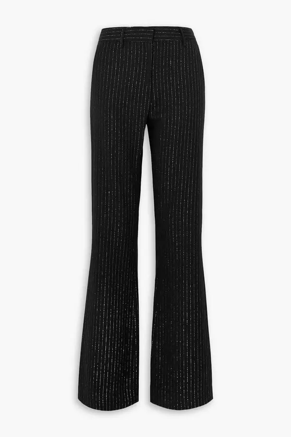 Alessandra Rich Pinstriped Wool-blend Flared Pants