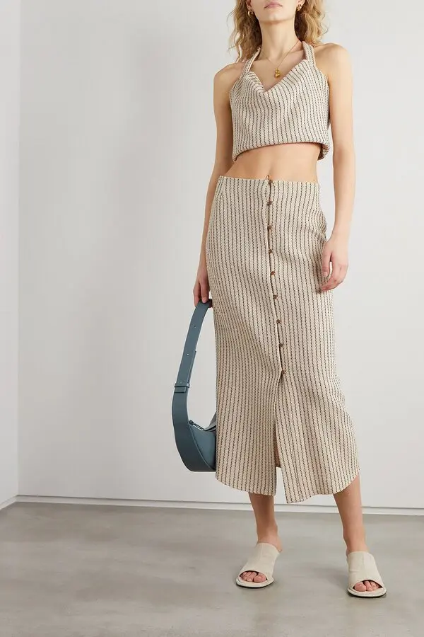 Aaizél Striped Woven Midi Skirt