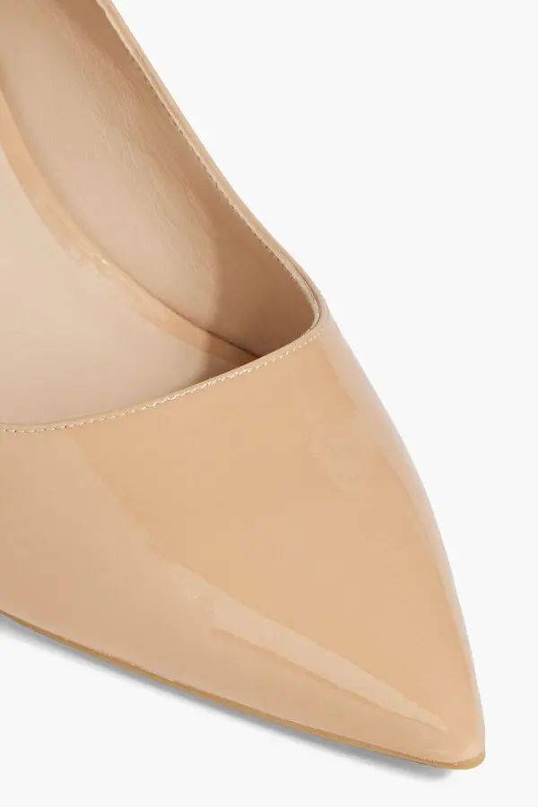 STUART WEITZMAN Patent Leather Pointed Toe Pumps - Sand