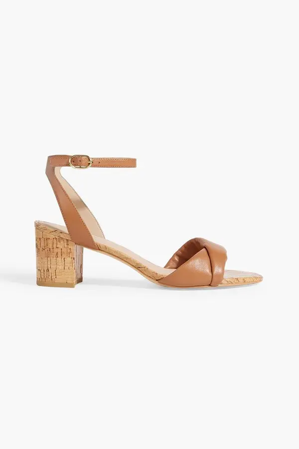 STUART WEITZMAN Everly 50 Leather Sandals - Camel