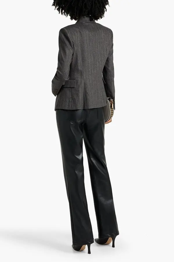 Brunello Cucinelli Bead-embellished Pinstriped Twill Blazer