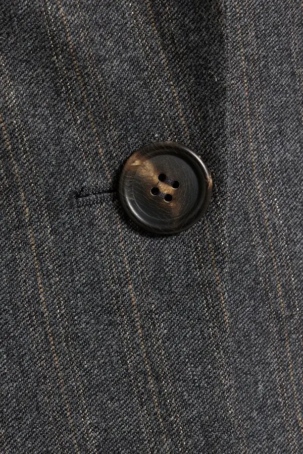 Brunello Cucinelli Bead-embellished Pinstriped Twill Blazer