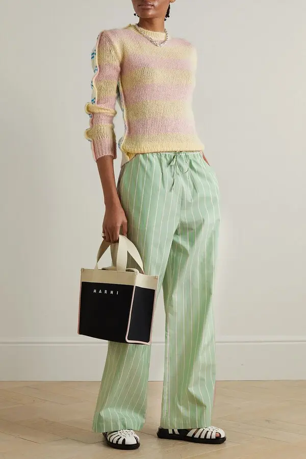 Marni Striped Cotton Wide-leg Pants